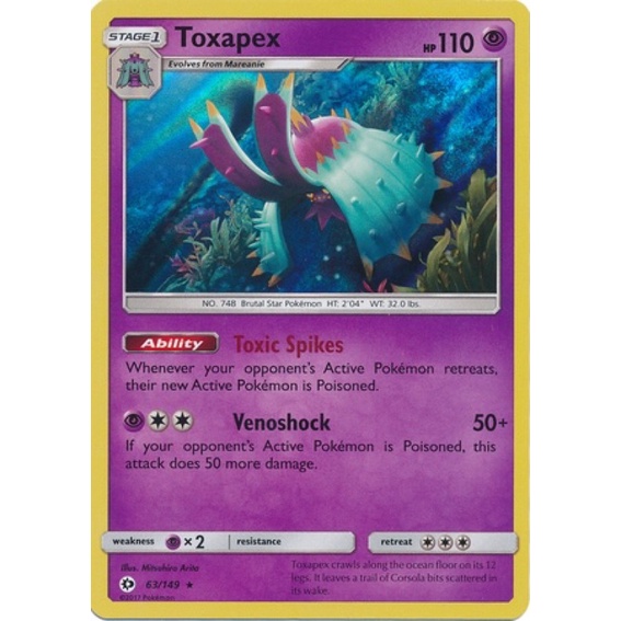 Pokemon tcg Toxapex - 63/149 - Holo Rare Sun & Moon (Base Set) | Shopee ...