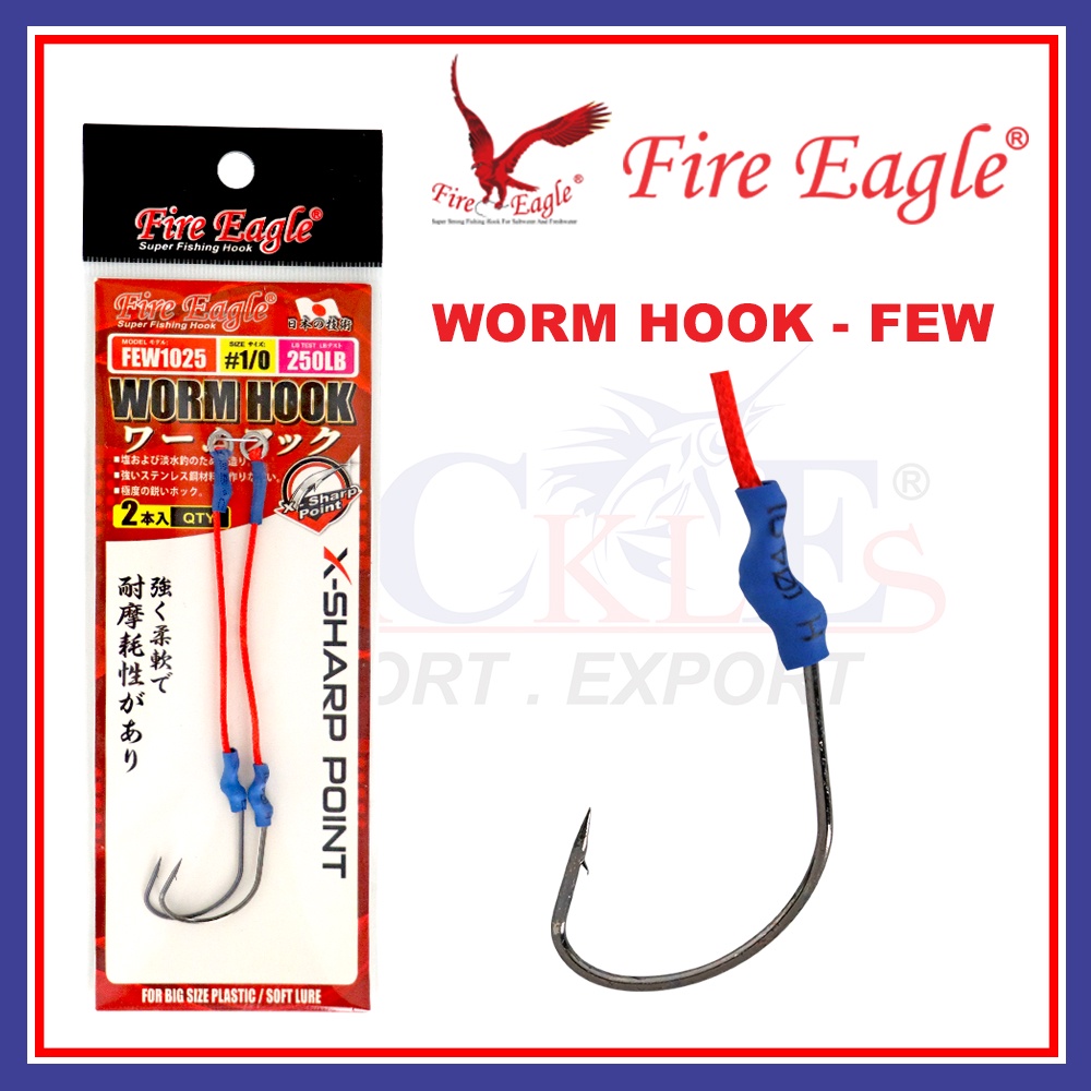Fire Eagle Matakail Soft Plastic Jig Head Worm Hook Leaded FEW Fishing ...