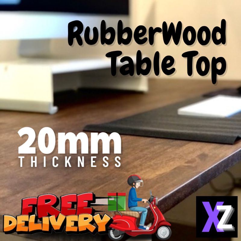 𝗫𝗭 Rubber wood Table Top 20mm Solid wood table Kayu Solid Counter top ...