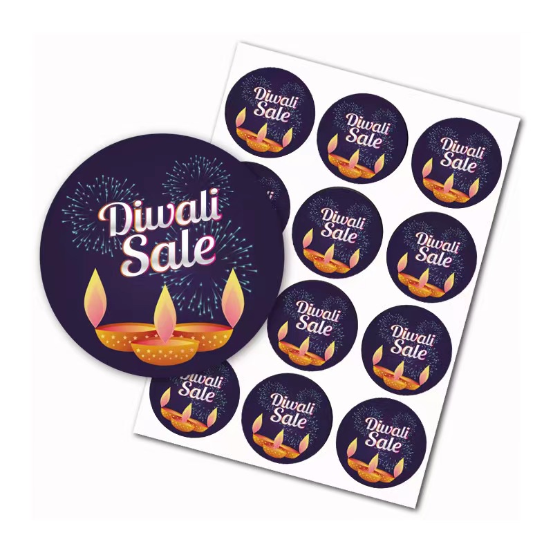 Deepavali Decor Sticker Diwali Diyas Gift Stickers Gift Package Sealing ...