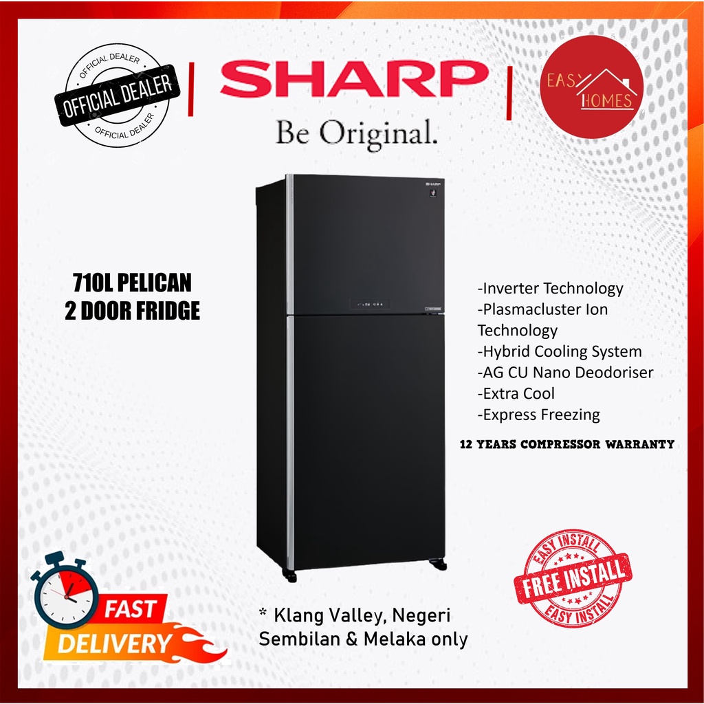 SHARP (SJP801MFMS / SJP801MFMK) 720L 2 DOORS INVERTER PLASMACLUSTER ...