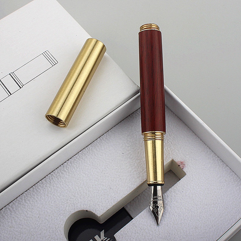 Brass Solid Wood Vintage Short Fountain Pen Ultra-Fine Office Student ...