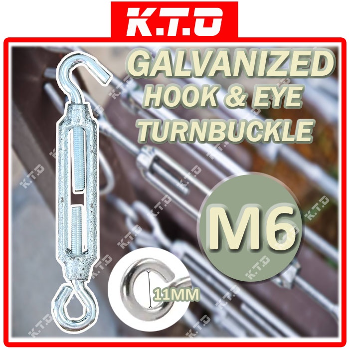 1 Pcs Galvanized Hook & Eye Turnbuckle Galvanized Wire Rope Strainer ...