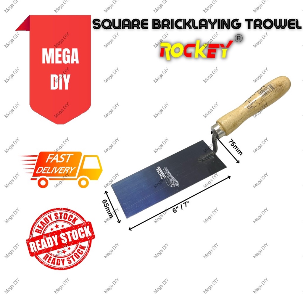 Rockey 6" / 7" Bricklaying Square Masonry Trowel / Sudu Simen Brand ...