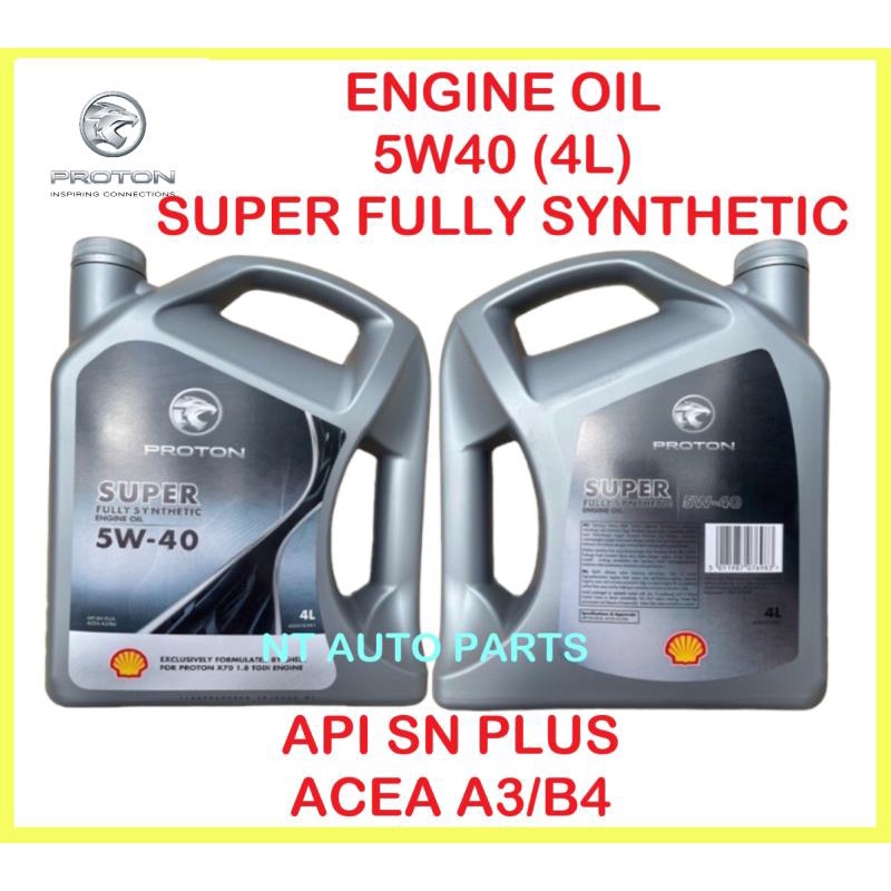 Proton Engine Oil 5W40 4L - 5W-40 5W40 Super Fully Synthetic 4Litres ...