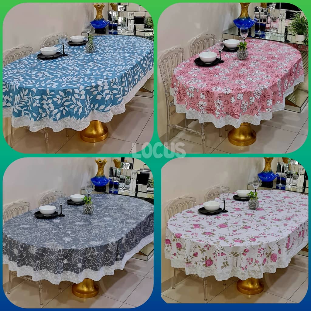 Alas Meja Makan Bujur / Oval 6 Kerusi & 8 Kerusi PVC TEBAL Berenda ...