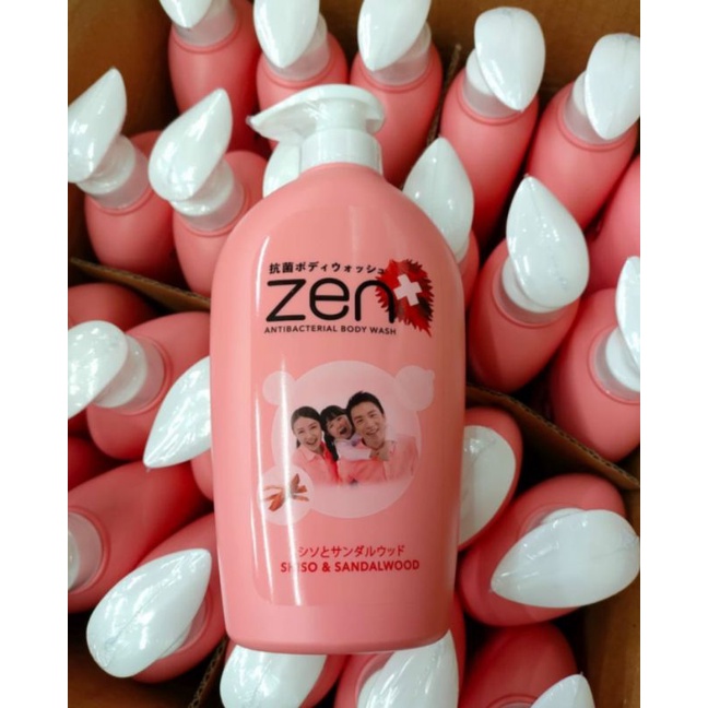 Zen Antibacterial Body Wash Pump 480ml Red shiso Sandalwood | Shopee ...
