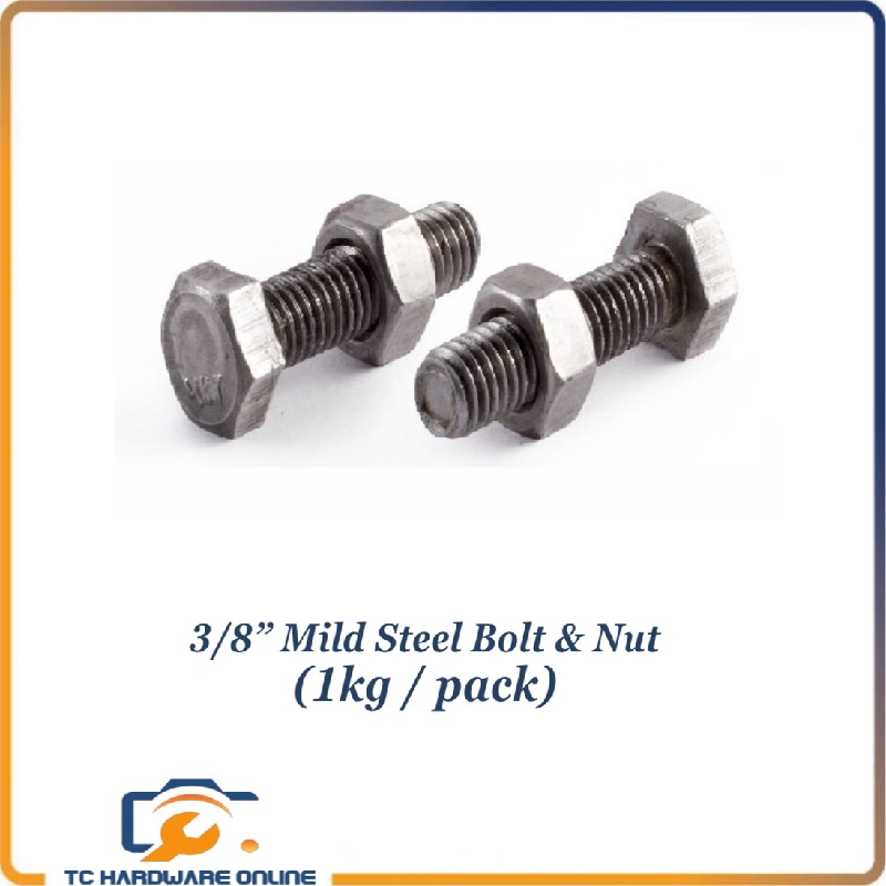 MILD STEEL BOLTS & NUTS 3/8” (1KG / PACK) | Shopee Malaysia