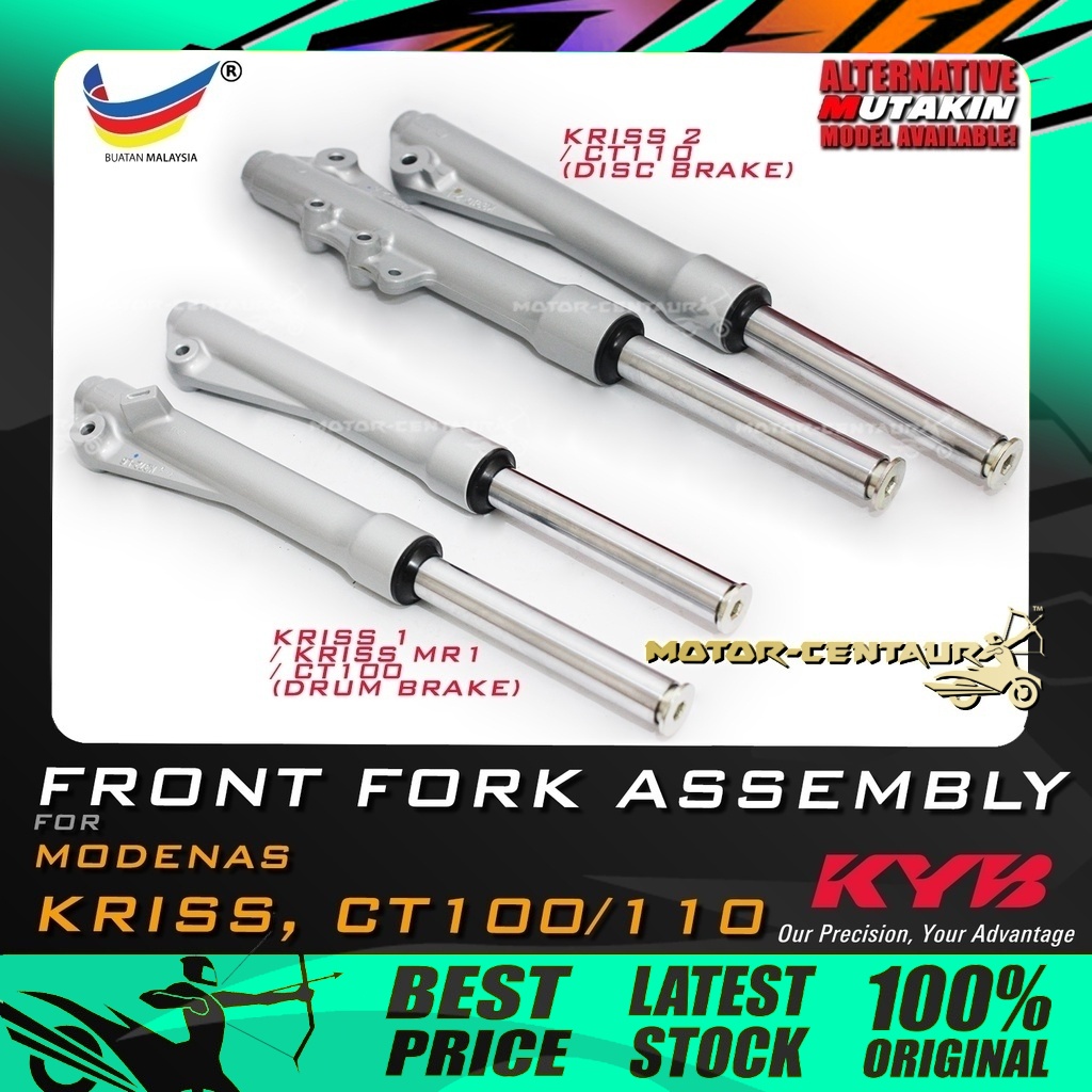 KYB KAYABA / MUTAKIN FRONT FORK DAMPER COMP ASSY MODENAS KRISS 1/MR1/2 CT100/CT110 (L&R) (DISC ...