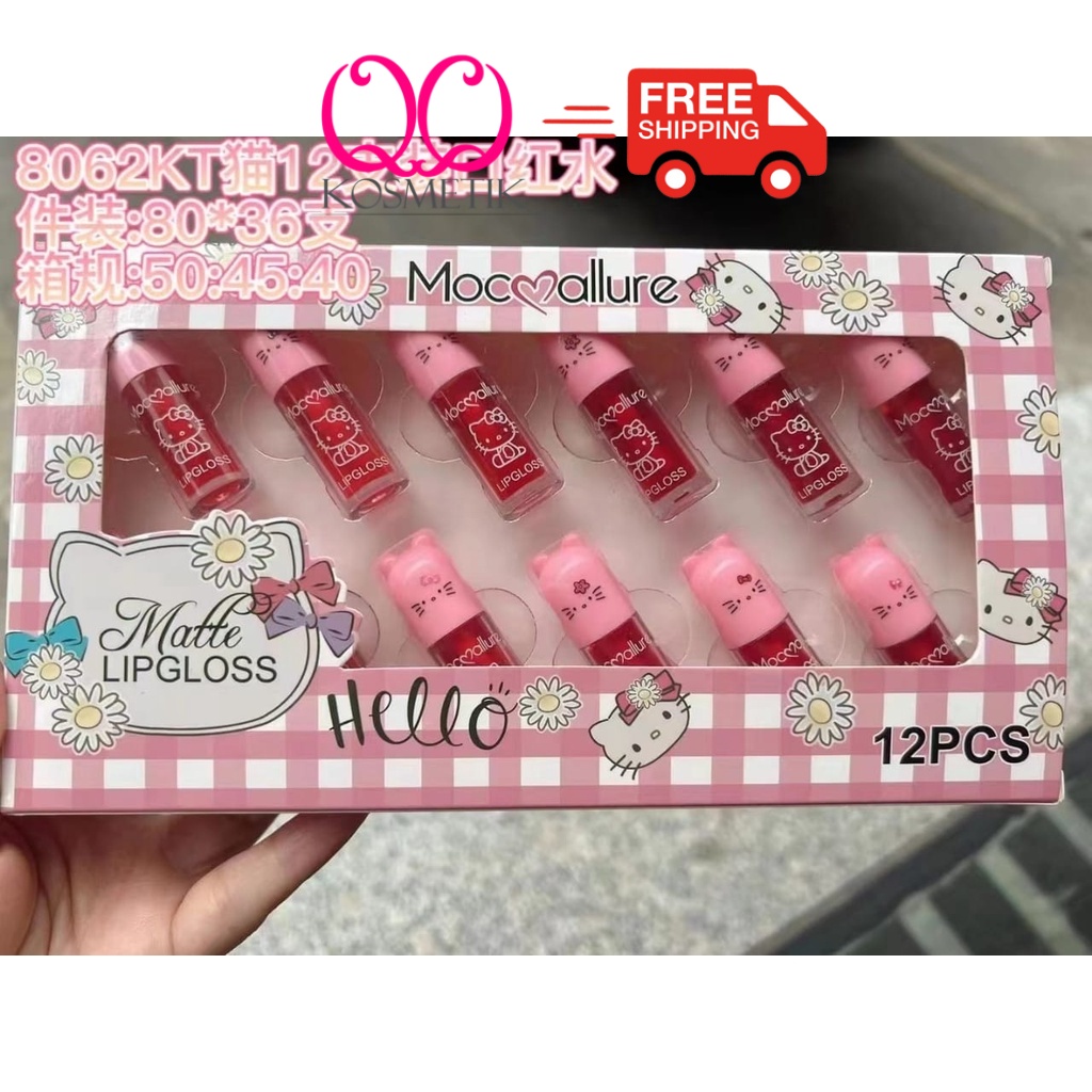 MOCALLURE Liptint Mini 12s Lip Tint Borong Hello Kitty Bear Rabbit Aloe ...