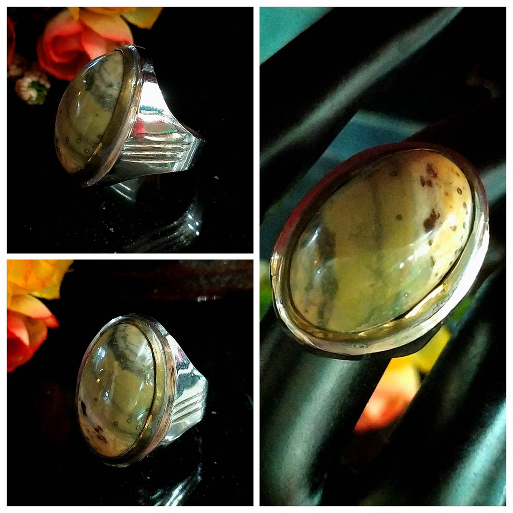 Cincin Stainless Steel Batu Akik Sulaiman- Batu Pancawarna atau Dinama ...