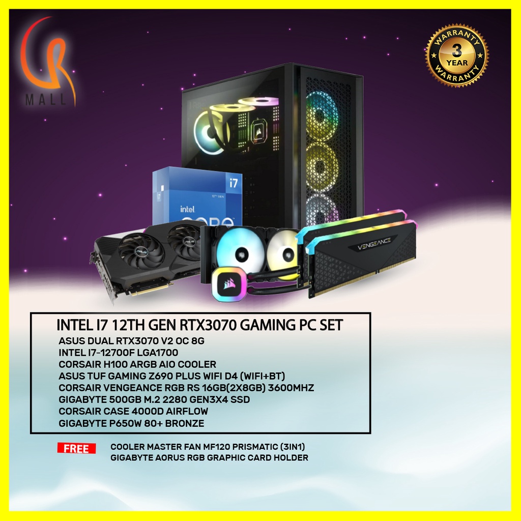 INTEL I7 12TH GEN RTX3070 GAMING PC SET | Shopee Malaysia