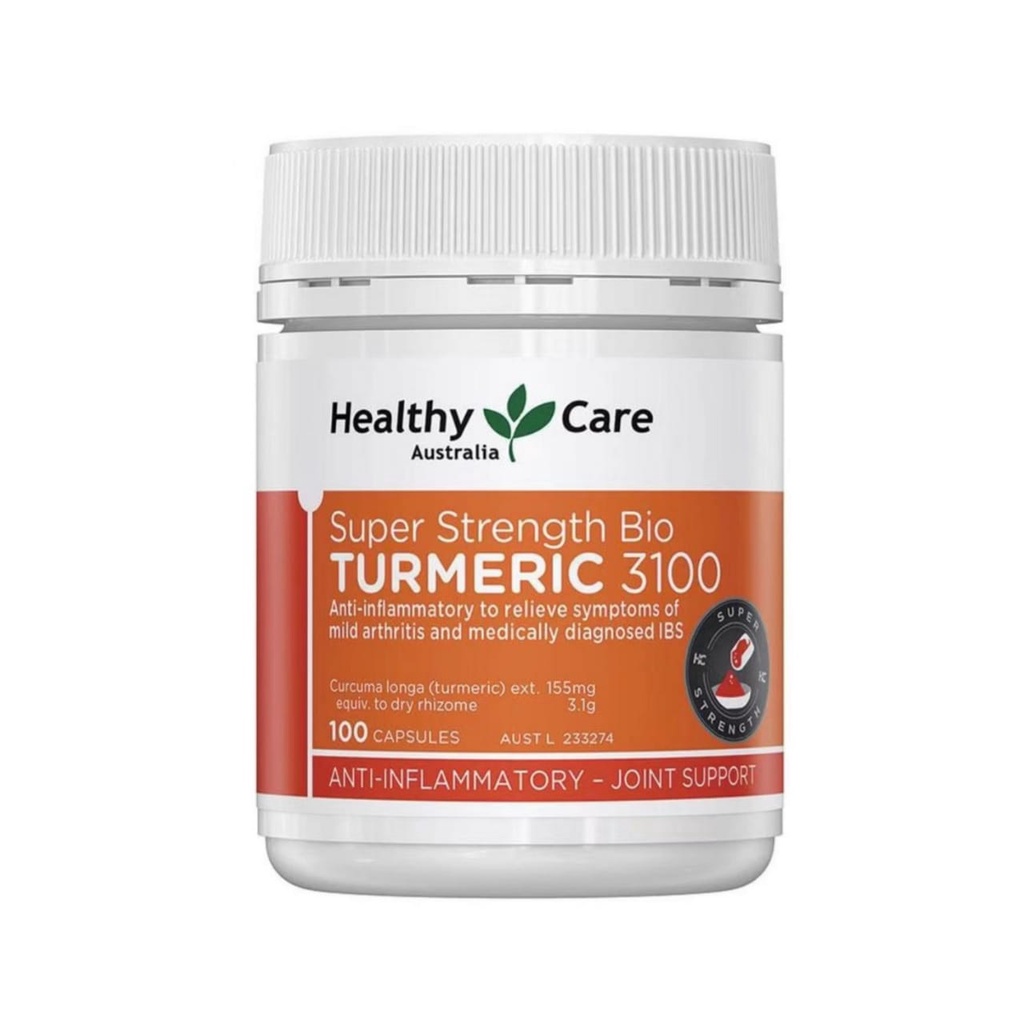 Healthy Care Super Strength Bio Turmeric 3100mg 100 Capsules NEW ...