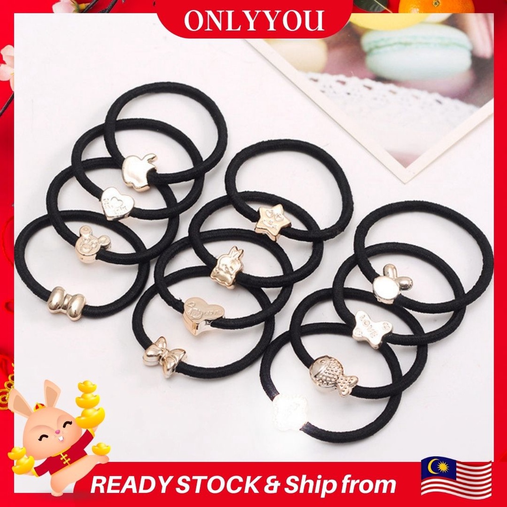 Hairband Korean Black Hair Band Hairties Rubber Band Getah Rambut Hitam ...