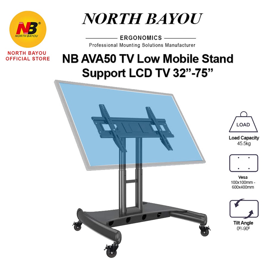 NB AVA50 Low Mobile TV Stand Support LCD TV 32”-75” | Shopee Malaysia