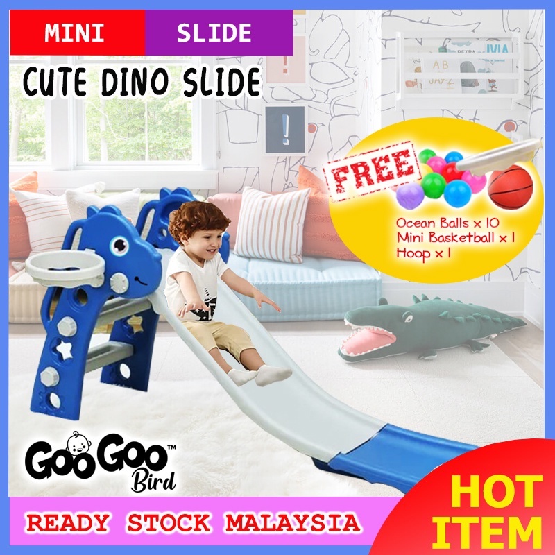 GOOGOO BIRD Mini Slide WITH Basketball Frame Kids Playground Gelongsor ...