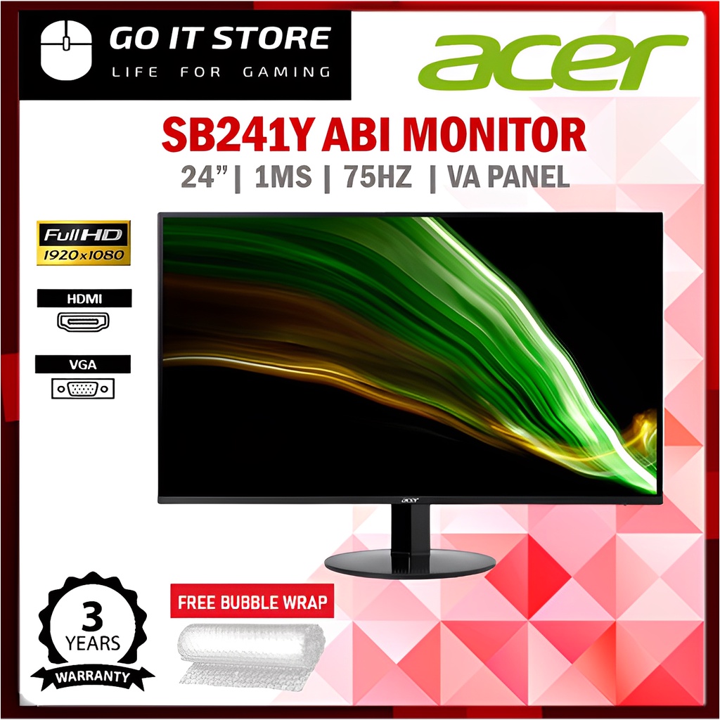 Acer SA241Y ABI 23.8 " FHD 1ms 75Hz VA LED Monitor (HDMI / VGA ...
