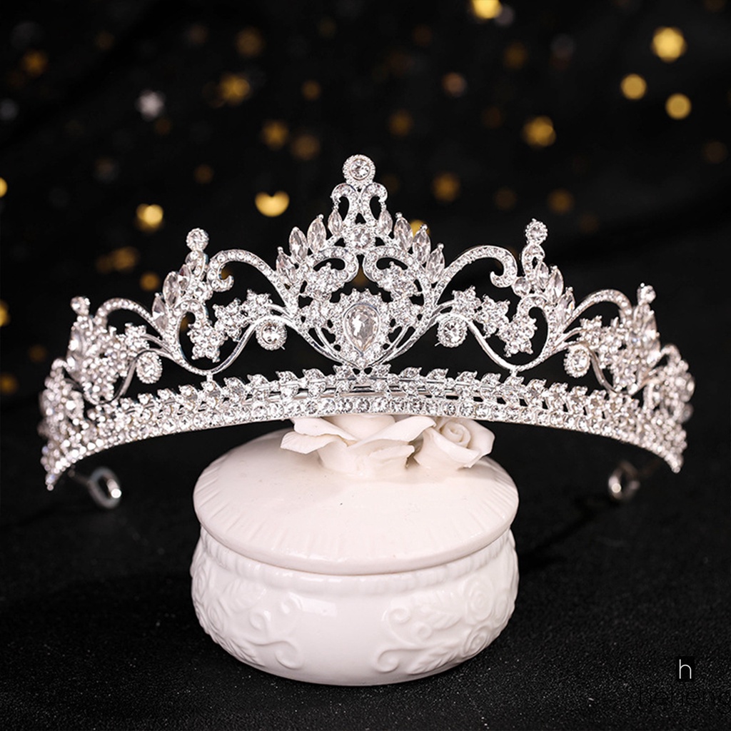 Women's Crown Headwear Sparkling Rhinestones Silver Headwear for ...