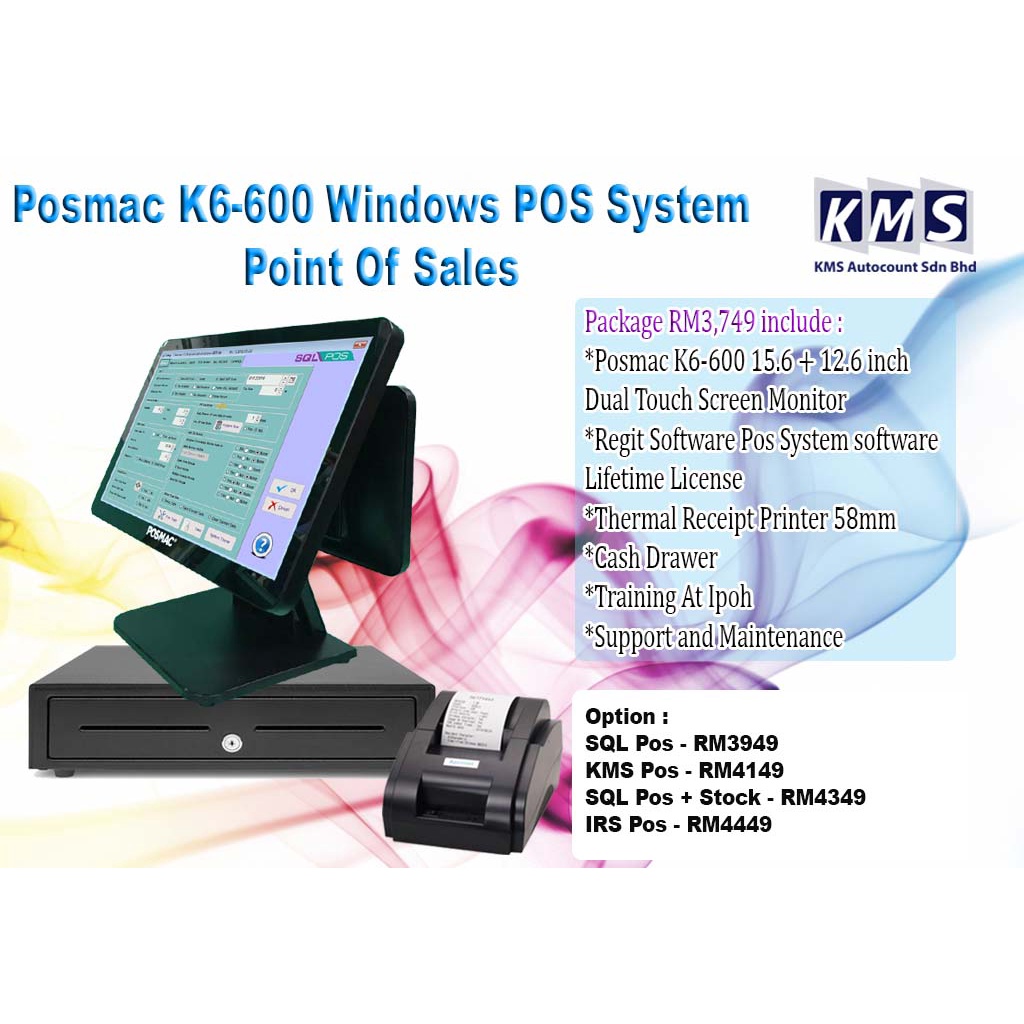 Windows Pos System Point of Sales Package Posmac K6-600 15+12 inch ...