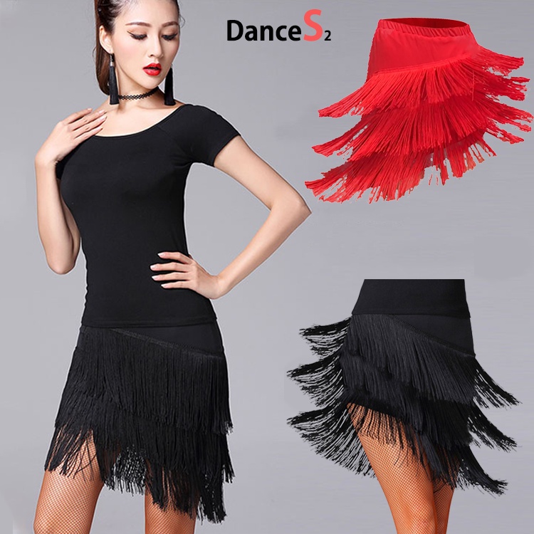 Latin Dance Skirt Sexy Women Chacha Samba Tango Layers Tassels Fringes ...