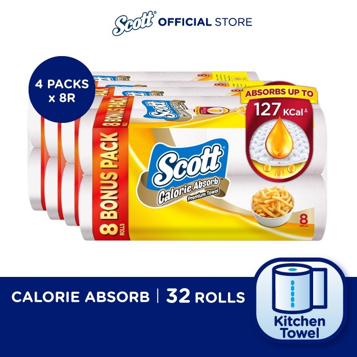 Scott Calorie Absorb Dry Kitchen Towel (8 Rolls x 4 packs) | Shopee ...