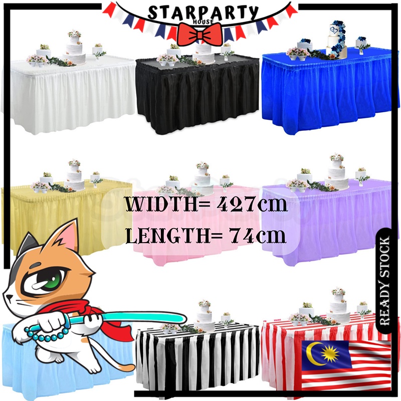 【Ready Stock】 427x74cm Disposable PEVA Party Table Skirting Meja ...