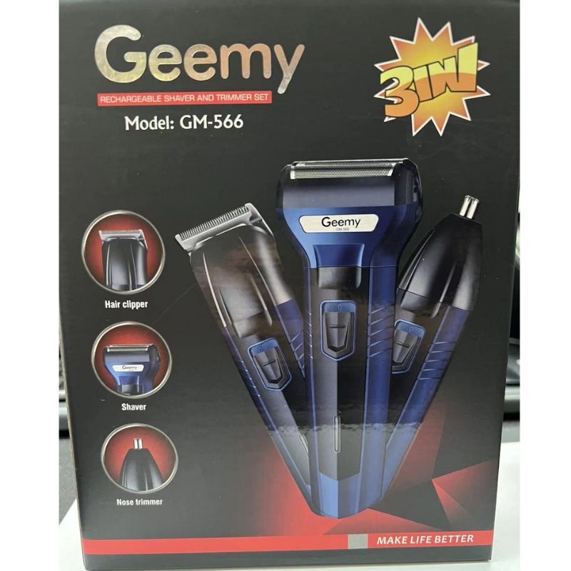 Geemy RECHARGEABLE SHAVER AND TRIMMER SET Model: GM-566 Geemy | Shopee ...
