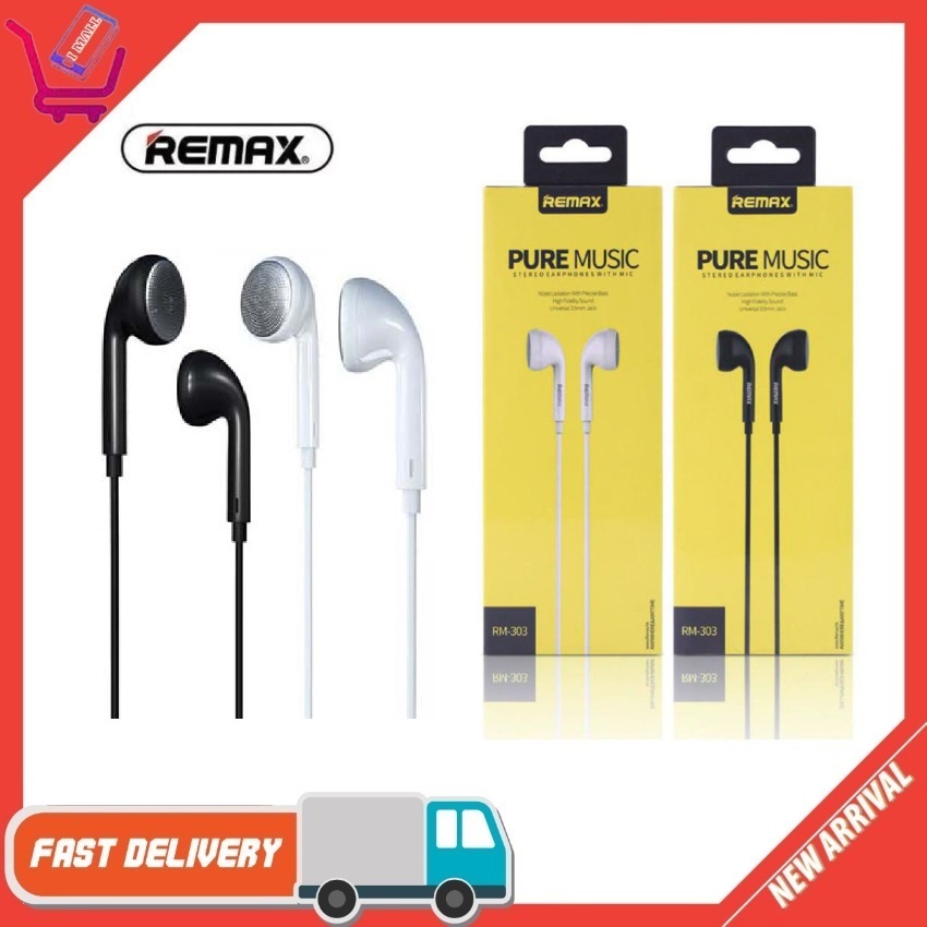 Original Remax Earphone Pure Music RM-303 In-Ear Earbuds Stereo Headset ...