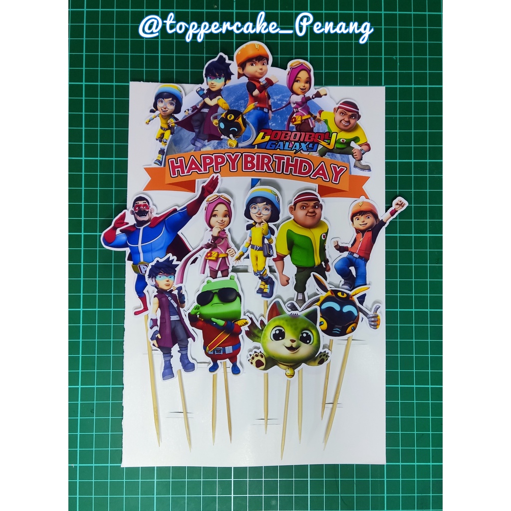 Boboiboy Galaxy Happy Birthday Decoration Set Cake Topper for Birthday ...