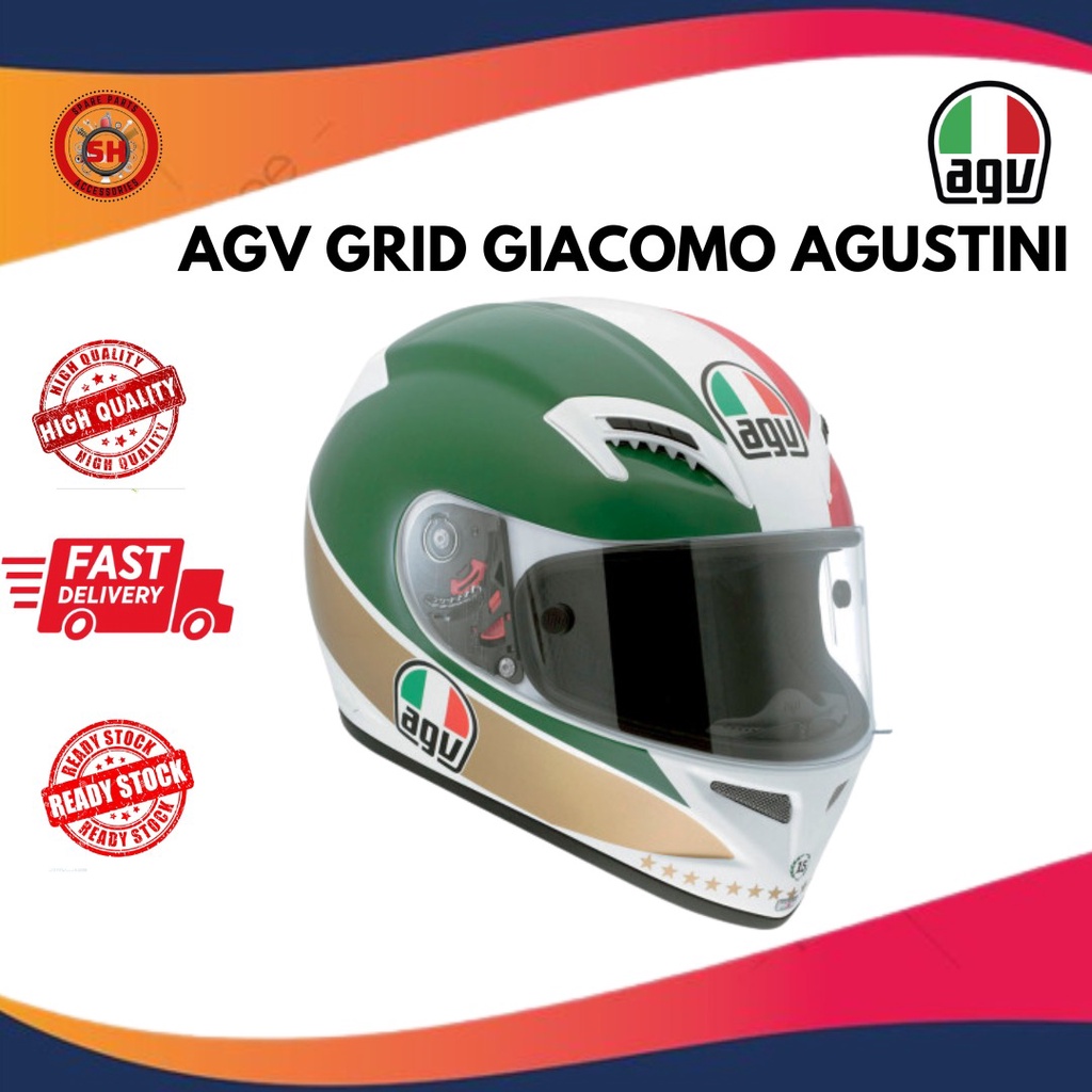Helmet AGV Grid Giacomo Agostini Helmet (READY STOCK) Helmet Full Face ...
