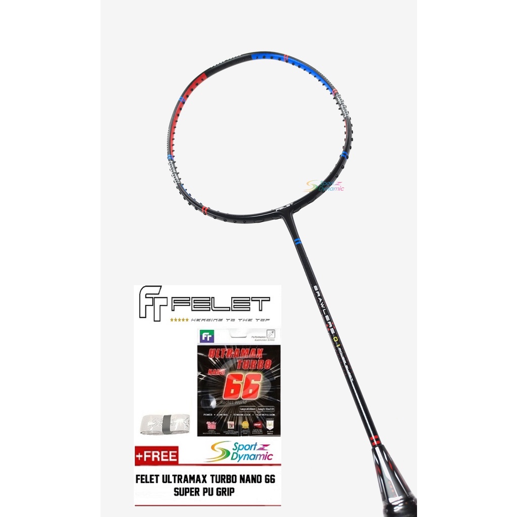 FELET BRAWLERS 01 BADMINTON RACKET ( FREE FELET ULTRAMAX TURBO NANO 66 ...