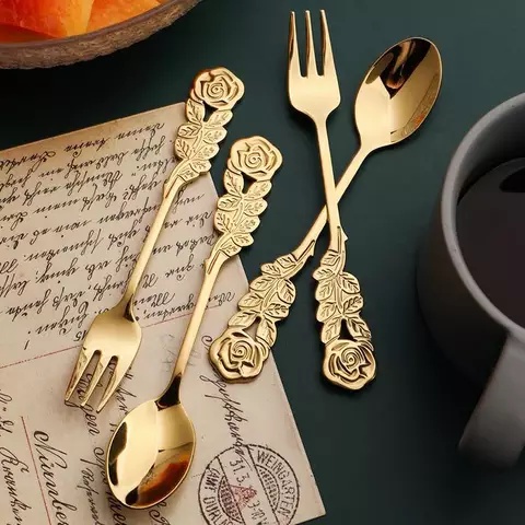 Wedding Gift Set Stainless Steel 304 Rose Fork/Spoon Coffee /Tea Set ...