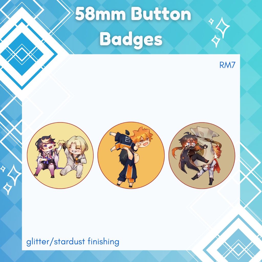 58mm stardust button badges | Shuca Shu Luca Kagehina Kageyama Hinata ...