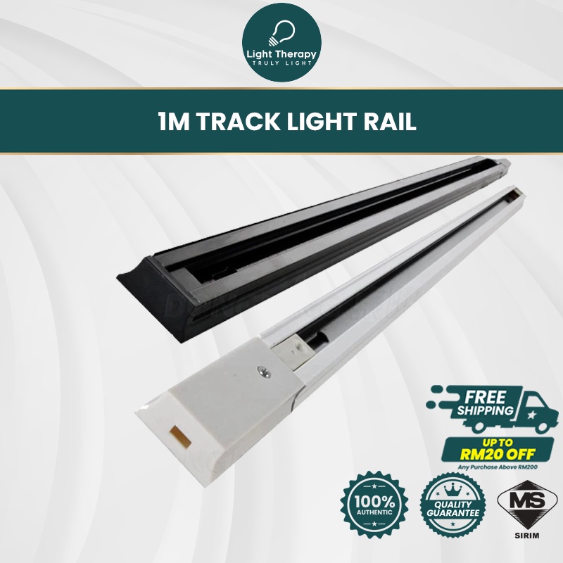 LED Track Light Bar Tracklight Rail 1 Meter Black White Lampu Siling ...