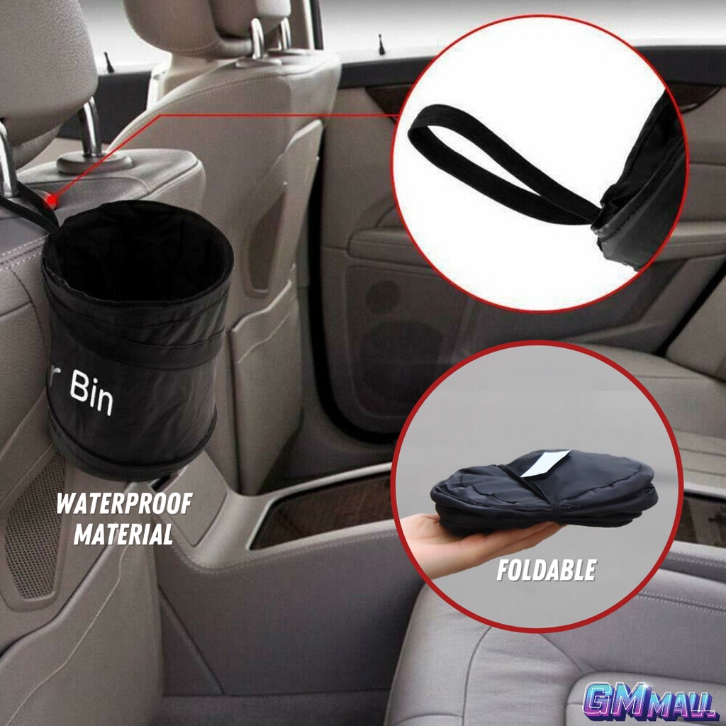FOLDABLE CAR TRASH DUSTBIN Container Car Dustbin Storage Bucket Car Van ...