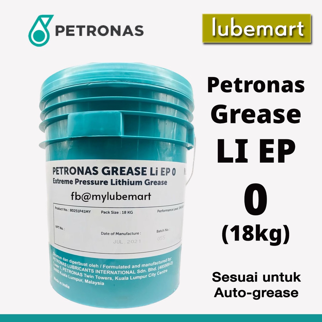 Petronas Grease Li EP 0 (Petronas Gris EPI 0) 18kg - NLGI 0 - Industrial EP Grease for ...