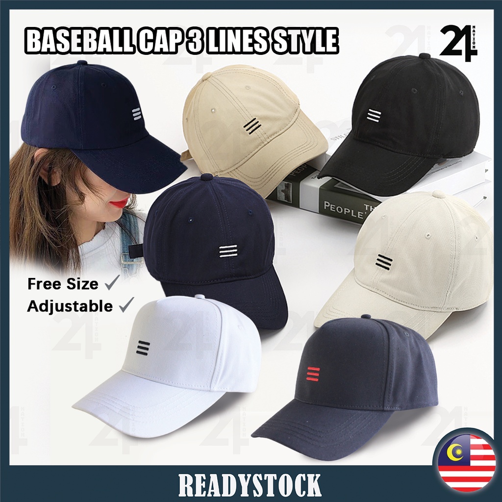 (Readystock) Baseball Cap 3 Lines Style Couple Men and Women Fashion ...