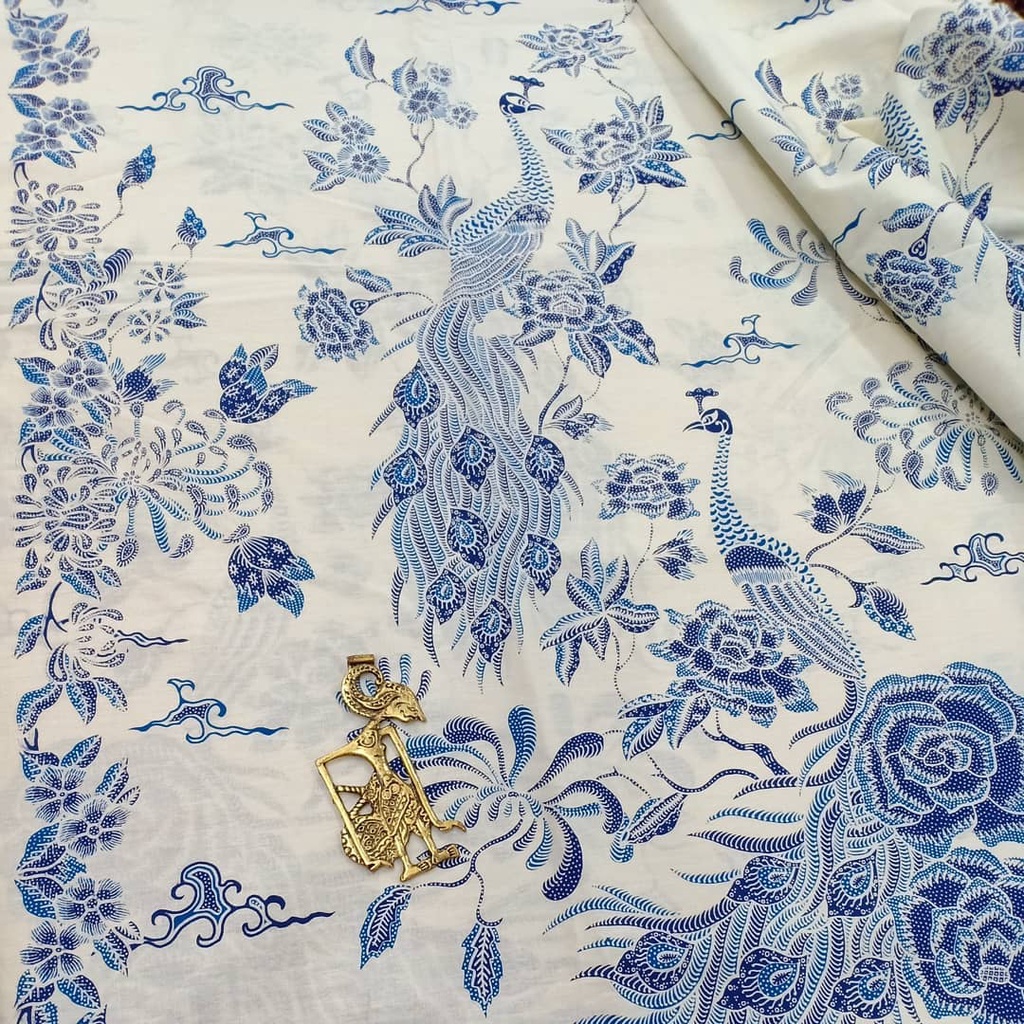 SOLO Batik cloth with phoenix motif, bone white base color | Shopee ...