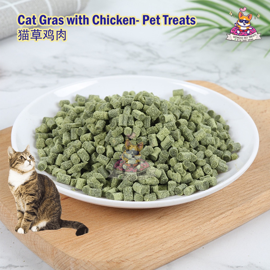 Freeze Dried Cat Grass with Chicken Nutritious Treats Remove Hairball ...