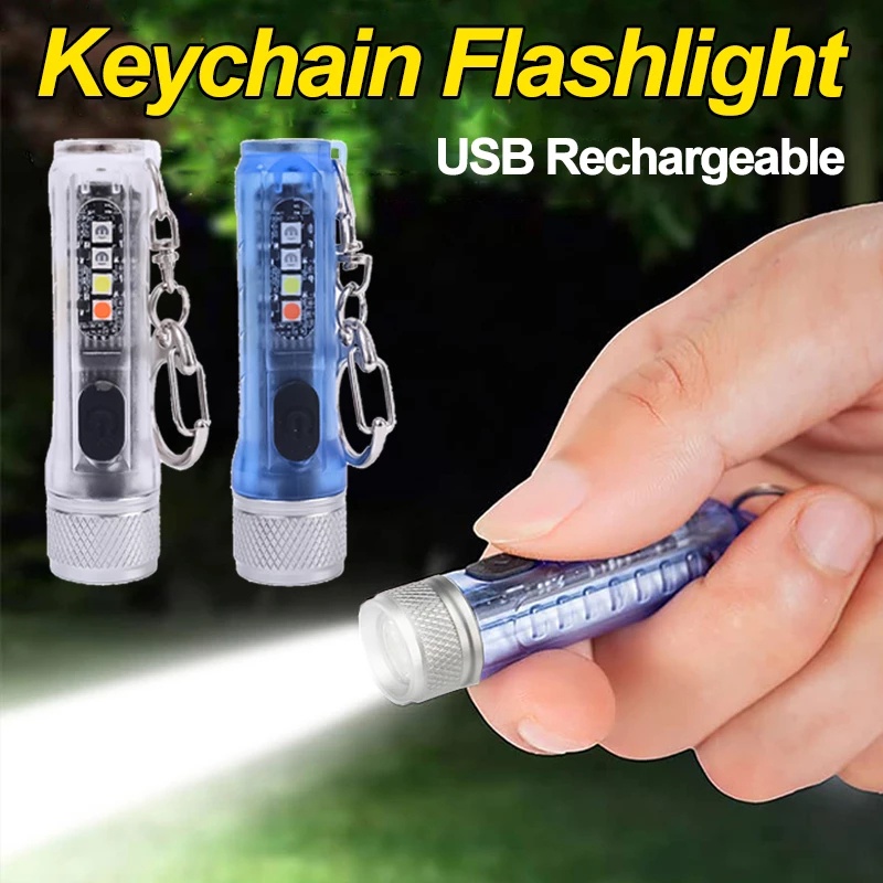 LED Mini Portable Keychain Flashlight USB Charging High Bright Torch 11 ...