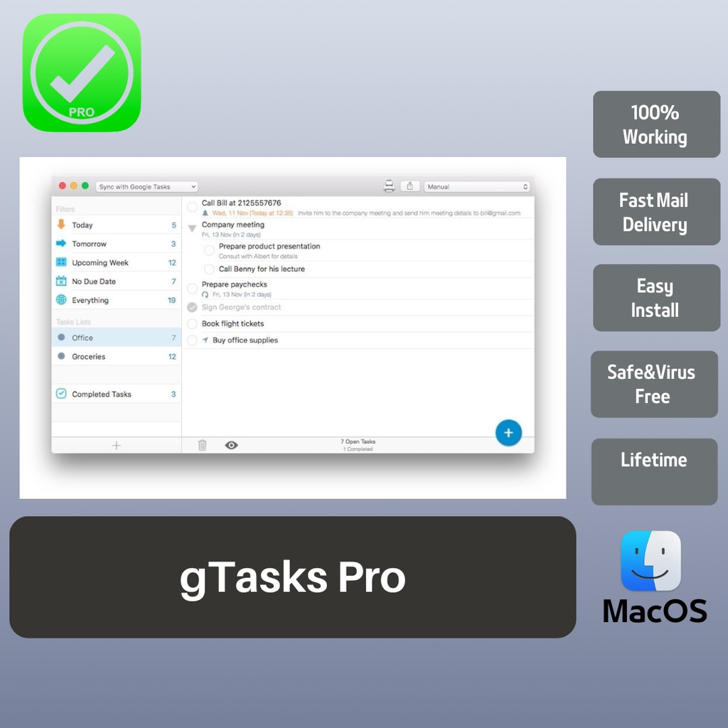 gTasks Pro Lifetime for Intel and M1 Chip Apple Silicone MacOs/Macbook/Mac Software Full Version ...