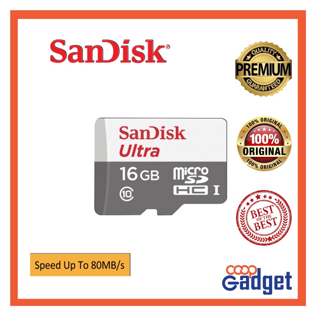 READY STOCK | SanDisk Ultra Class 10 Micro SD Card 100MBS 80MBS (16GB ...