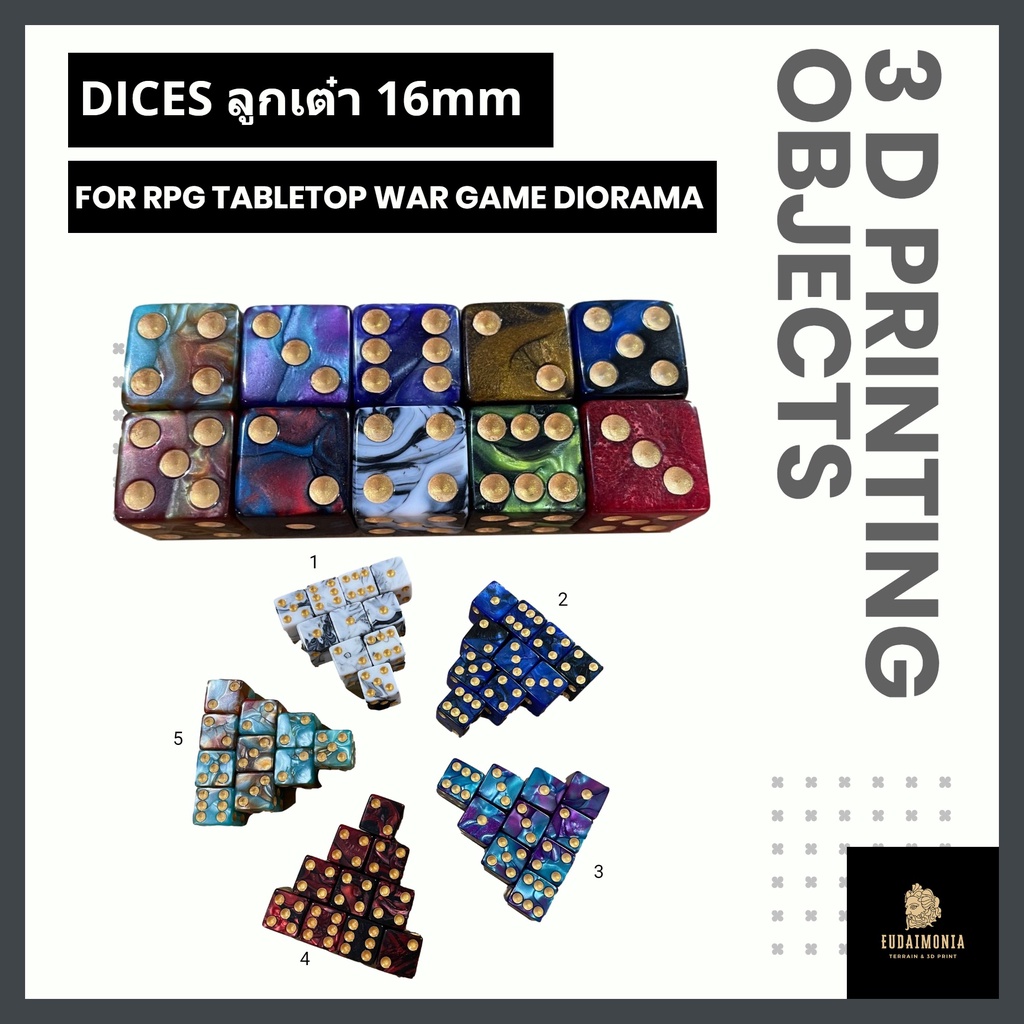 Dice D6 16mm (Big Ball) For Wargame RPG. | Eudaimonia Terrain ...