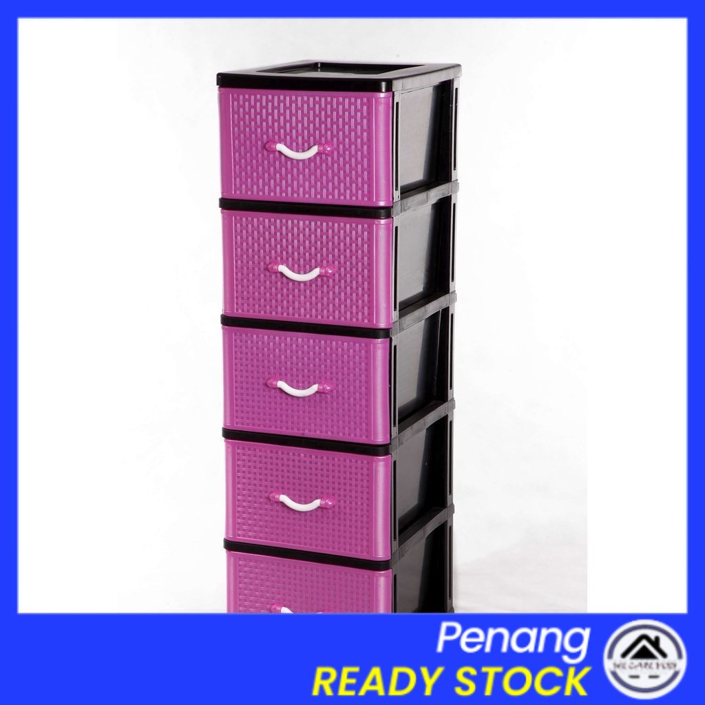 Wecareyou20 Maxonic 5 Tiers Plastic Drawer Rak Baju Laci Baju Office ...