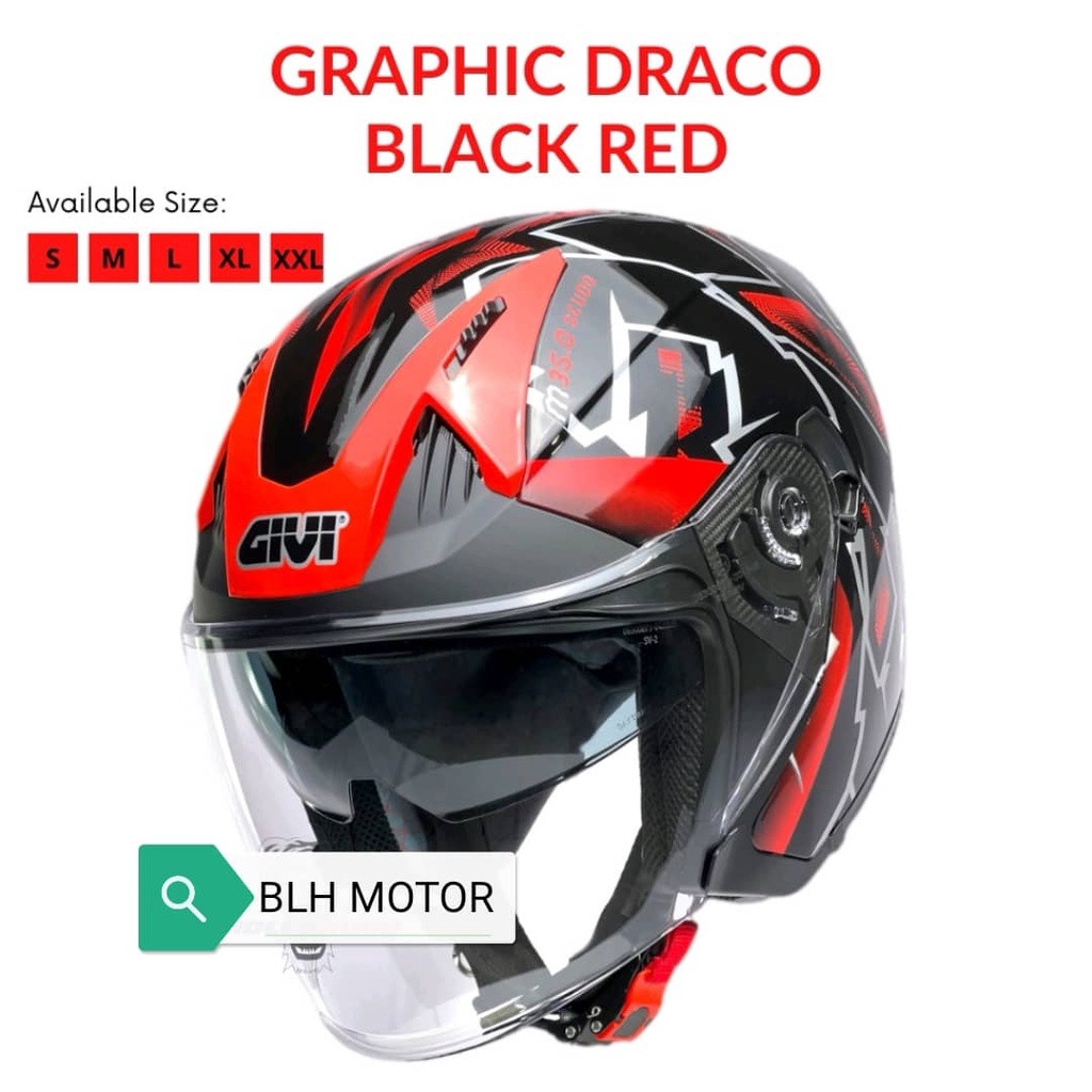 QR SIRIM } GIVI HELMET SCUDO 35.0 DOUBLE VISOR OPEN FACE LCR GREY WHITE ...