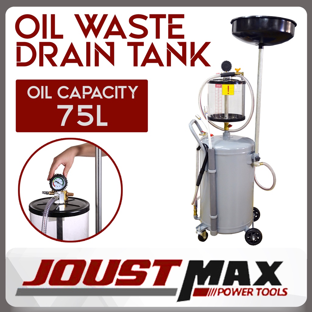 3197 Oil Receiver 75L Portable Oil Waste Drain Tank Air Operated ...