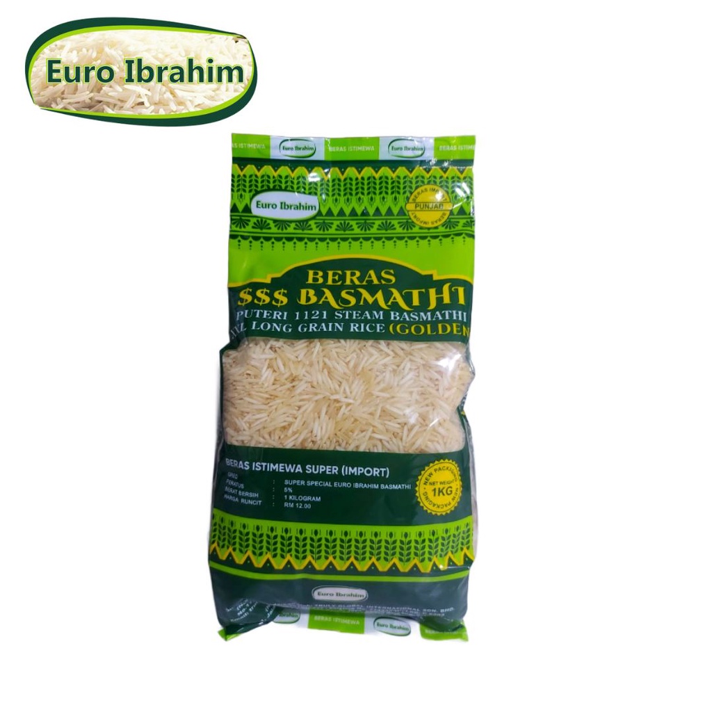 Beras Basmathi Puteri 1121 Steam Basmathi XXL Long Grain Rice 1kg ...