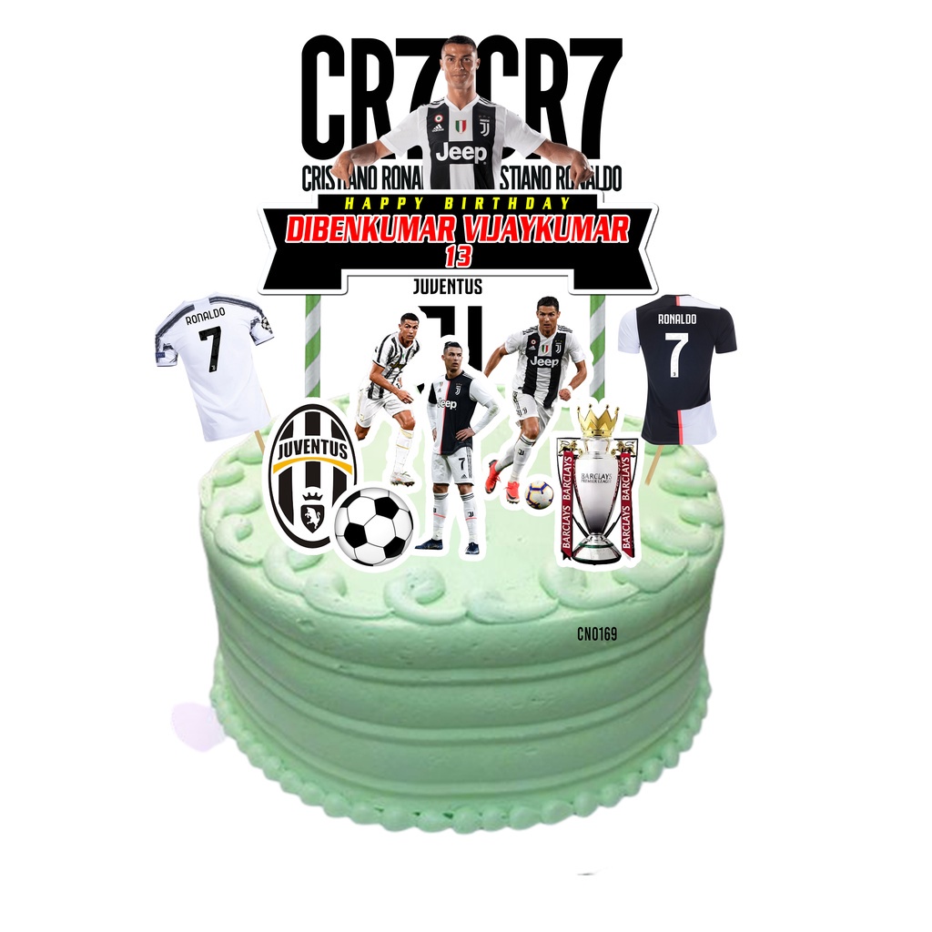 [CUSTOM NAME] Happy Birthday Cake Topper Cristiano Ronaldo CR7 Juventus ...
