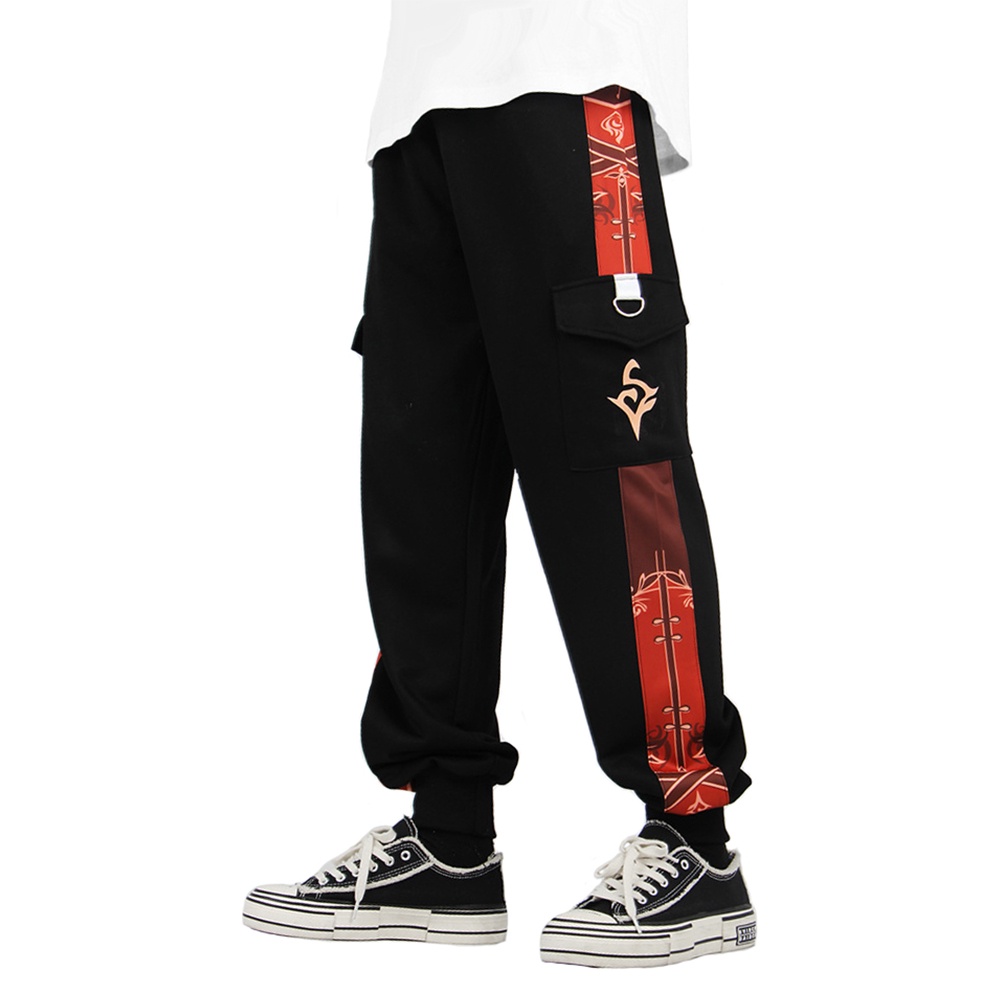 Genshin Impact Hu Tao Cosplay Pants 3D Print Pocket Cargo Casual Loose ...