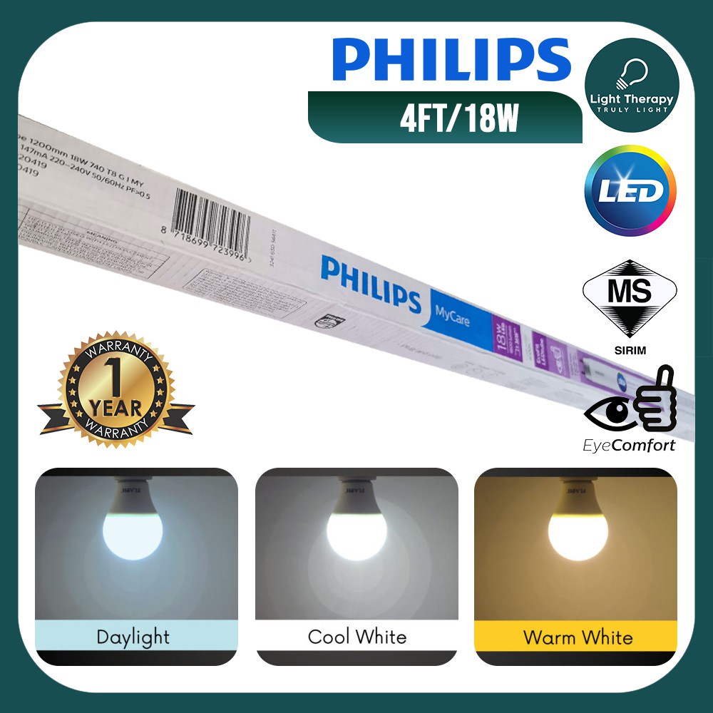 Philips 4ft 18w Ecofit T8 Glass LED Tube Lampu Panjang Lampu Led Lampu Kalimantang Fluoroscent ...